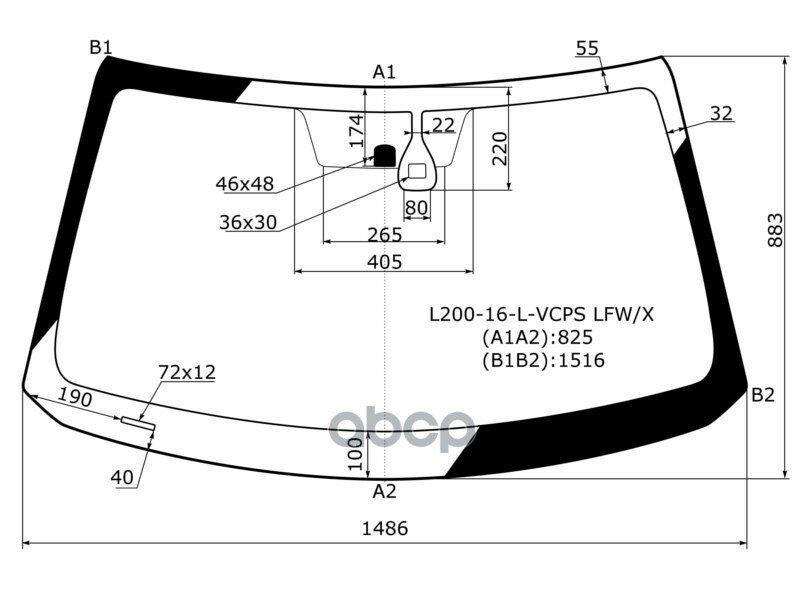 Стекло лобовое (Датчик дождя) Mitsubishi L200 15- / Pajero Sport 16- XYG арт. L200-16-L-VCPS LFW/X