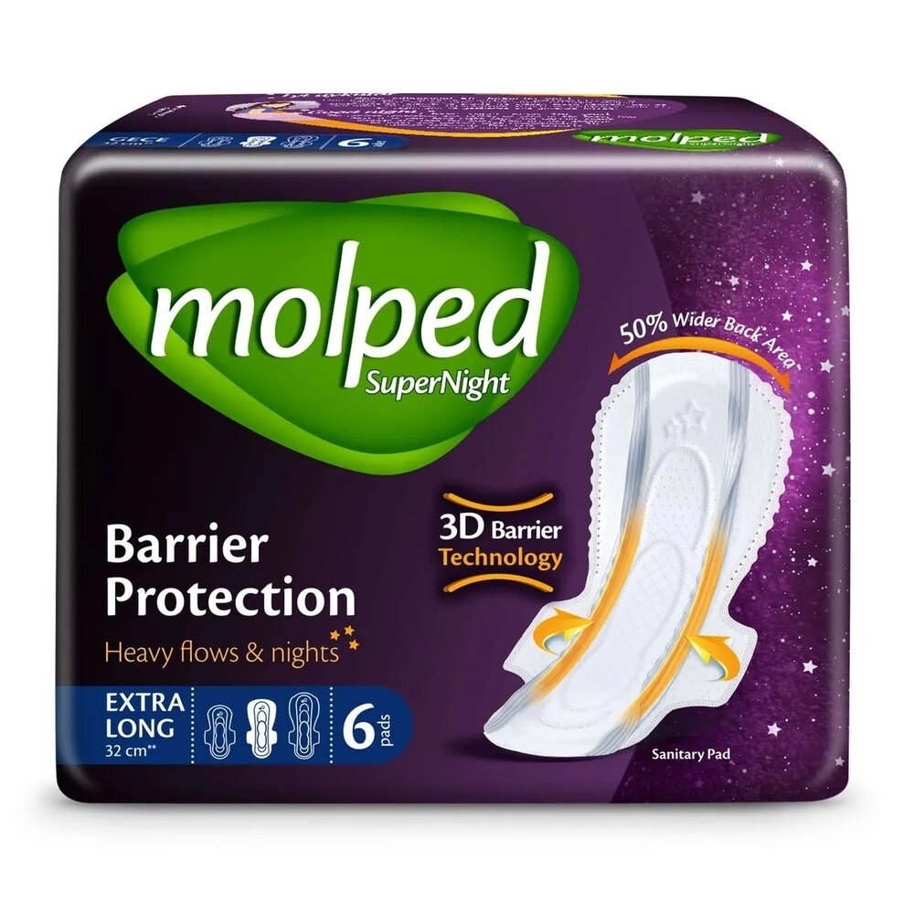 Прокладки гигиенические MOLPED "SuperNight", Extra Long, 6 шт