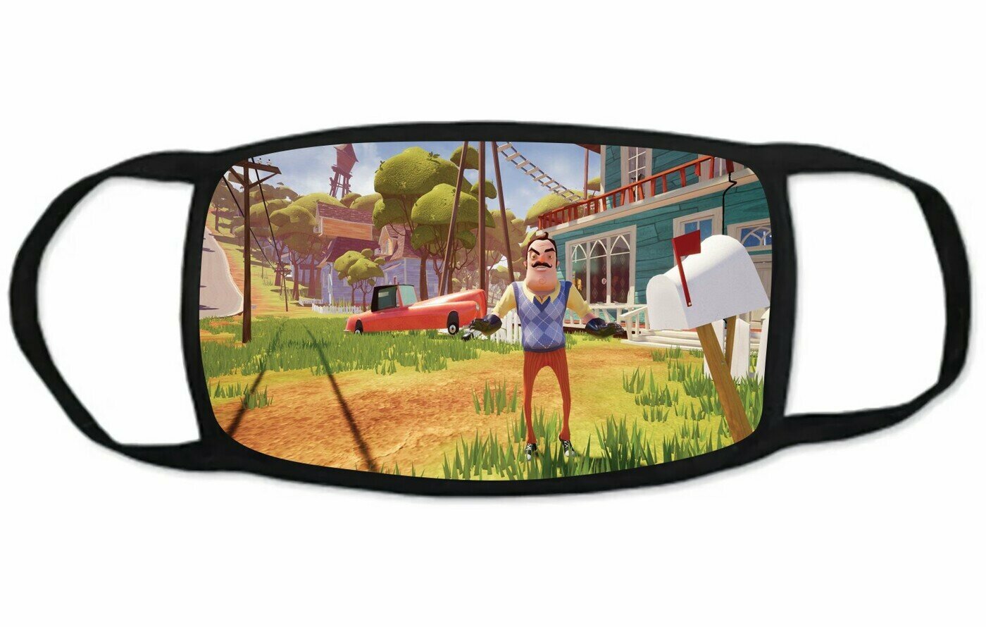 Стильная многоразовая маска GOODbrelok, размер 18*10, Детская, Привет Сосед-2