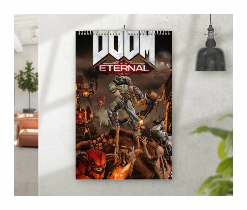Календарь GOODbrelok Настенный перекидной Принт А3 "Дум Doom" - 6