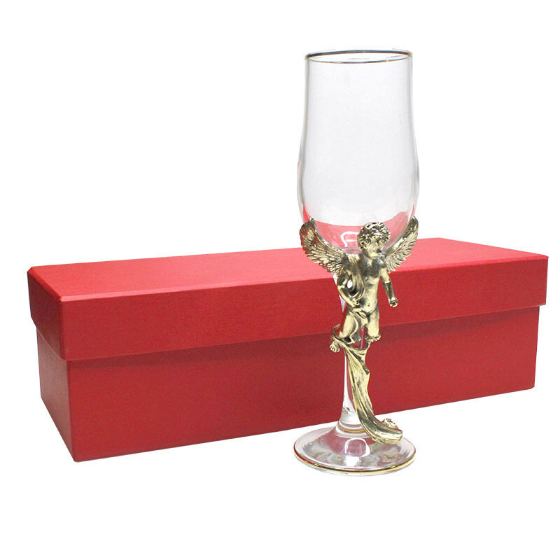 Бокал для шампанского "Ангел" из стекла и бронзы (180 мл)