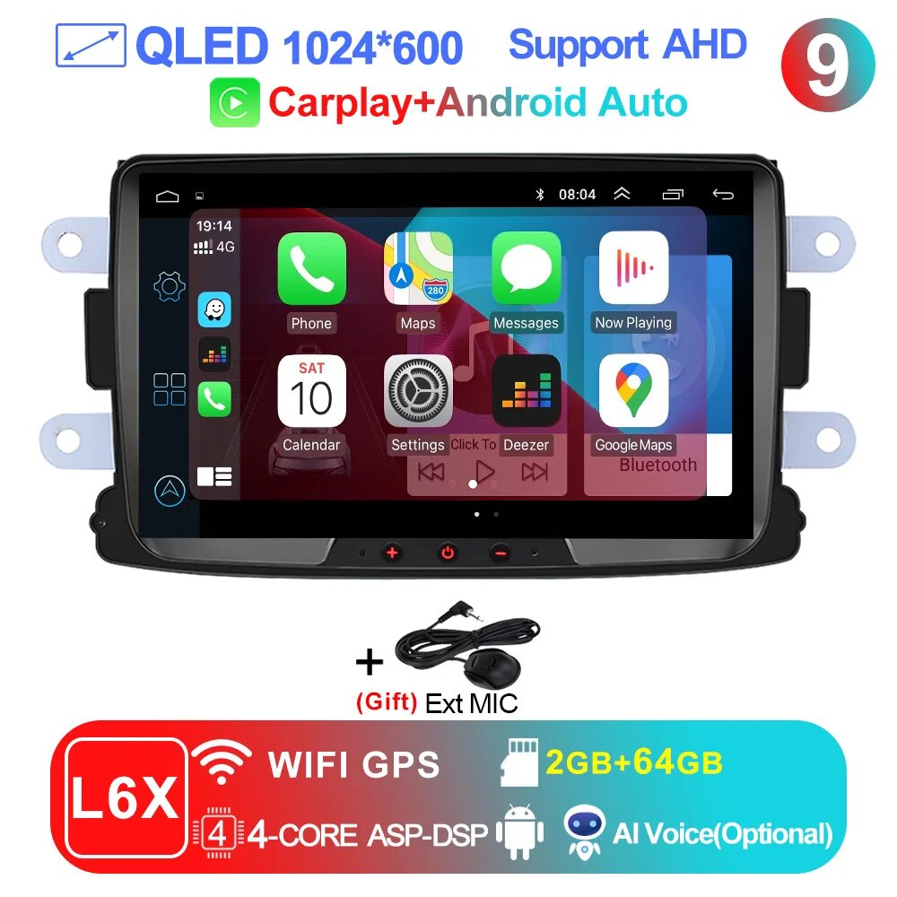 Автомагнитола LEHX 2 Din Android gps для Dacia Sandero Duster Renault Captur Lada Xray 2 Logan 2 мультимедийный плеер dvd Carplay L6X(2-64GB)-0