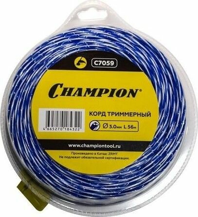 Леска триммерная CHAMPION Sky-cutter 3.0мм/ 56м витой квадрат (C7059) C7059