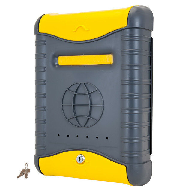 Ящик почтовый Стандарт 390x280x75 мм желтый/серый, металлическая конструкция и настенный монтаж