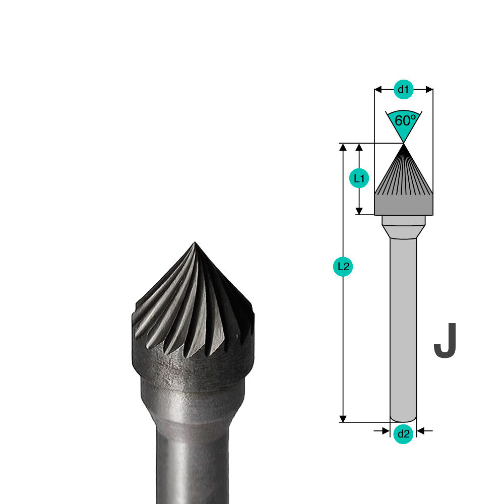 Бор-фреза твердосплавная по металлу (Коническая 60°) J1008M06 TORGWIN T136952
