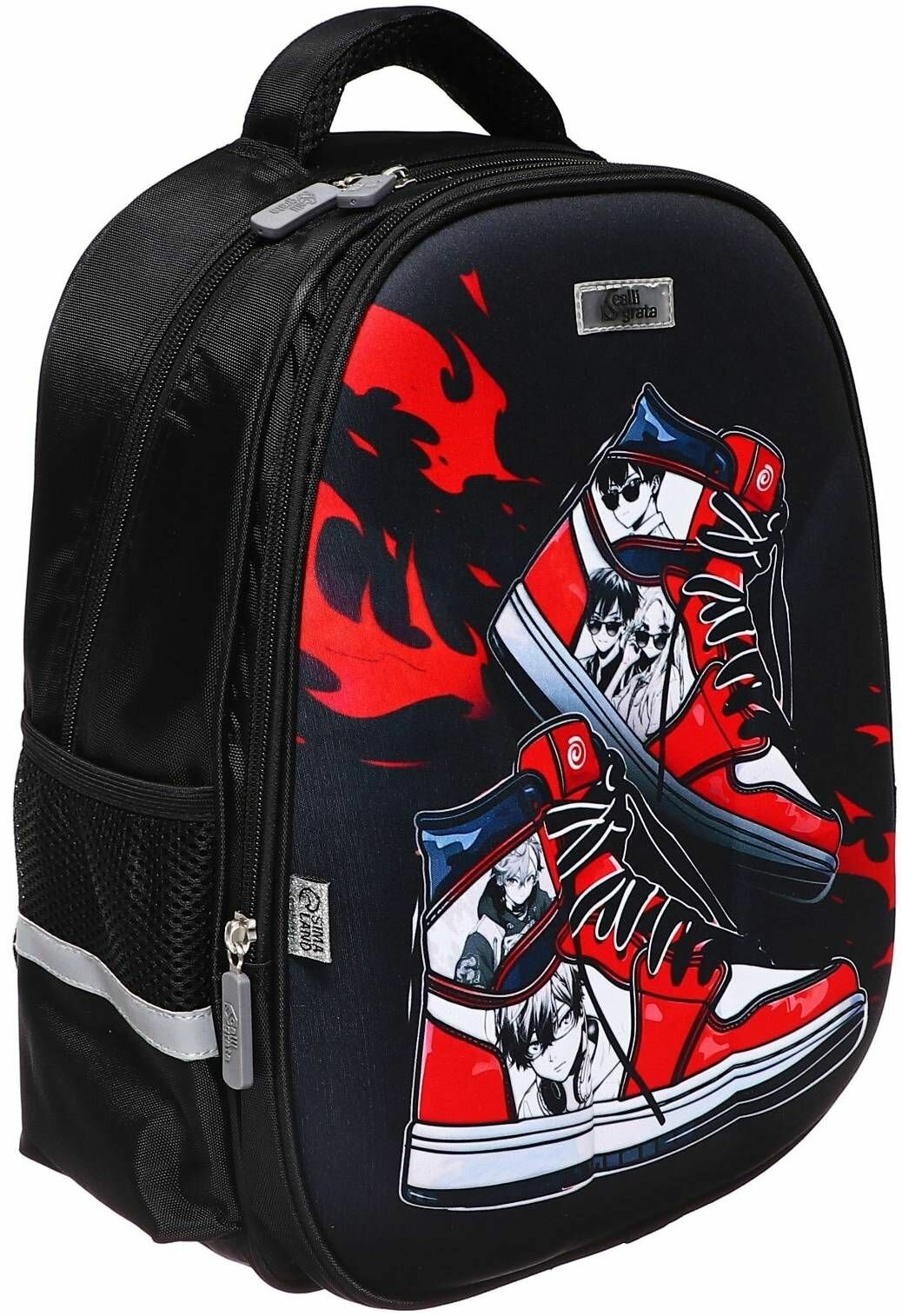 Школьный каркасный рюкзак "Кроссовки" с эргономичной спинкой, ранец с двумя отделениями, карманами и светоотражающим элементом, детская сумка для школы, ученический портфель, 39х30х14 см