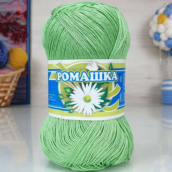 Пряжа ПНК им. Кирова ромашка 3904 салат (4 мотка)