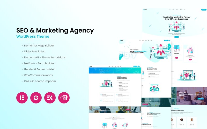 Подарочный сертификат на Шаблон для сайта Вордпресс с демоконтентом Digty - SEO & Marketing Agency Theme WordPress