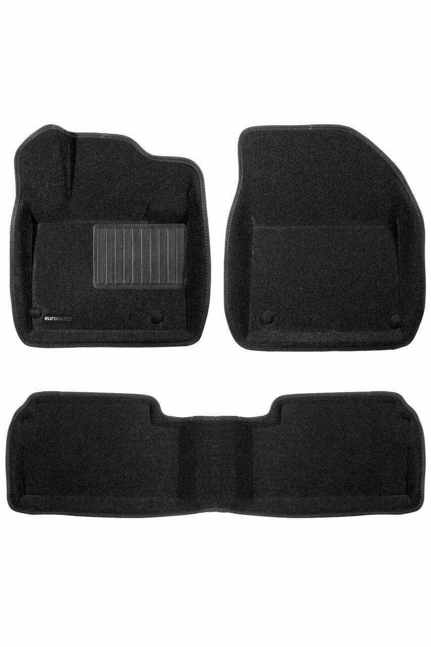 Коврики текстильные 3D Euromat для Citroen C5 II (2007-2017)/ 3Д Евромат Ситроен С5, с полиуретановым подпятником, черные