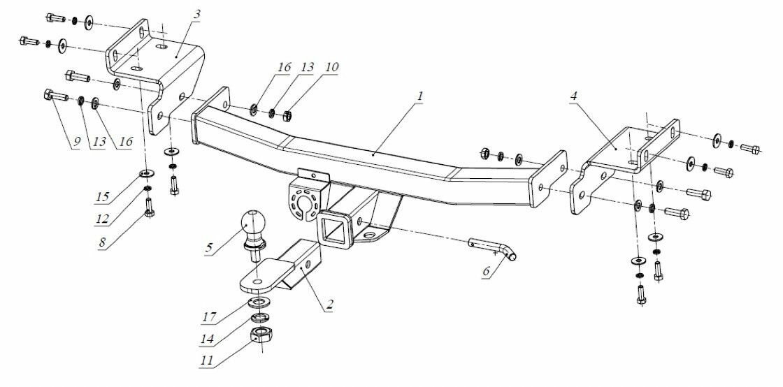 Фаркоп Бизон на Kia Sportage FA 1006-E (с 2010 по 2016 г. в.) (паспорт и сертификат в комплекте)(без электрики)