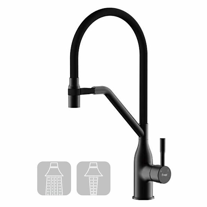 Смеситель для кухонной мойки Frap H97-6 F4497-6 с гибким изливом, черный