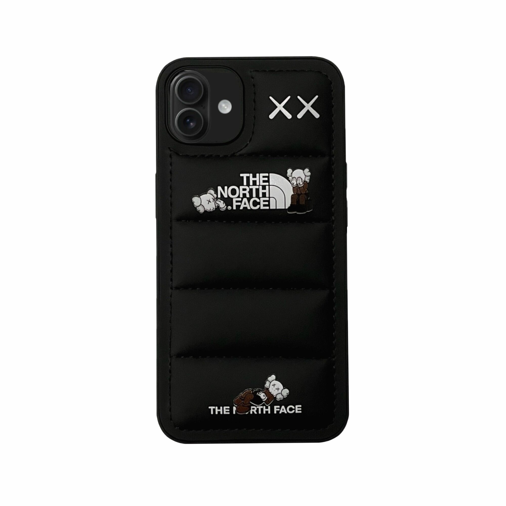 Чехол для iPhone 16 черный силиконовый дутый пуховик North Face
