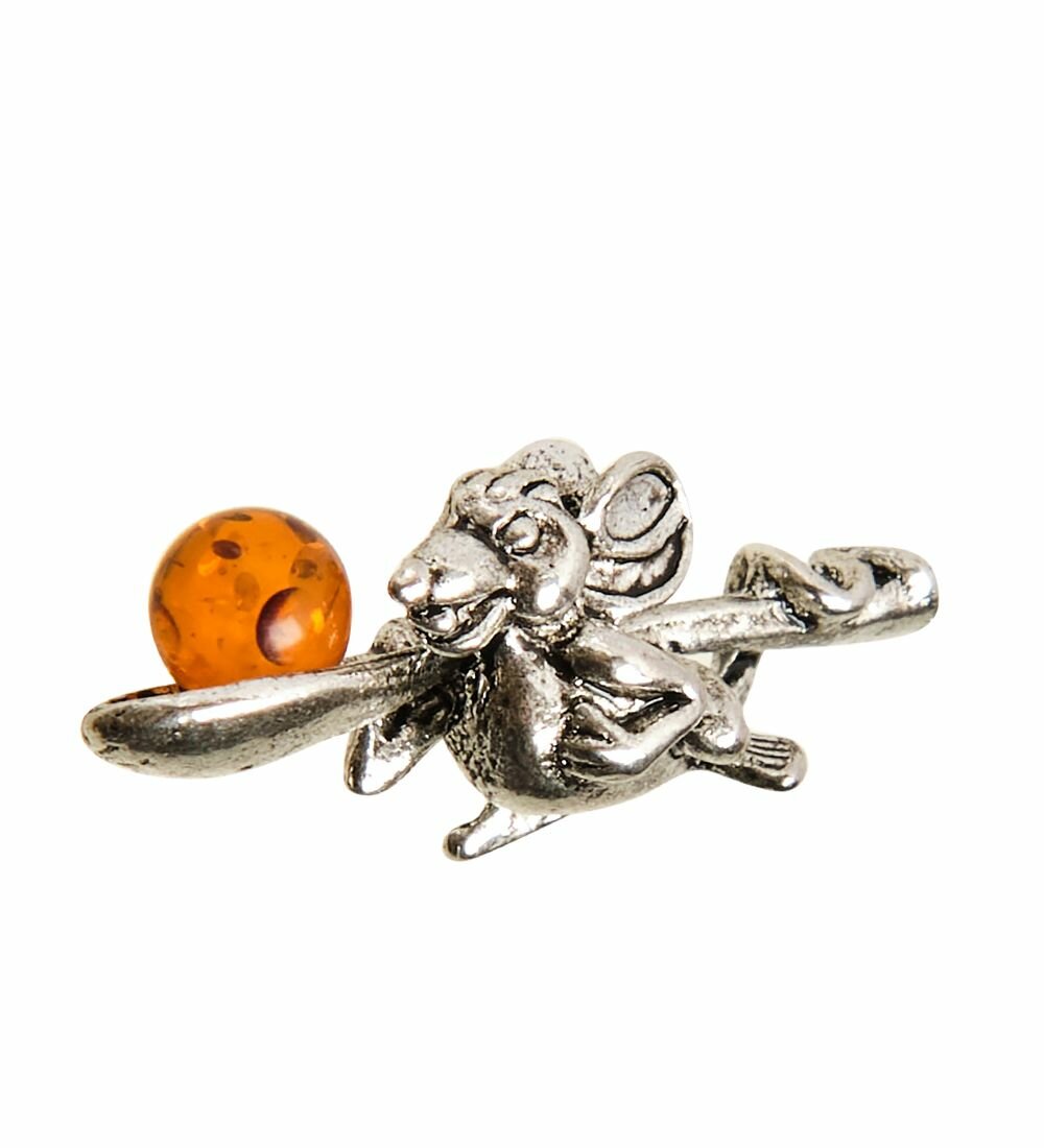 Фигурка кошельковая 'Мышка с ложкой' (олово)