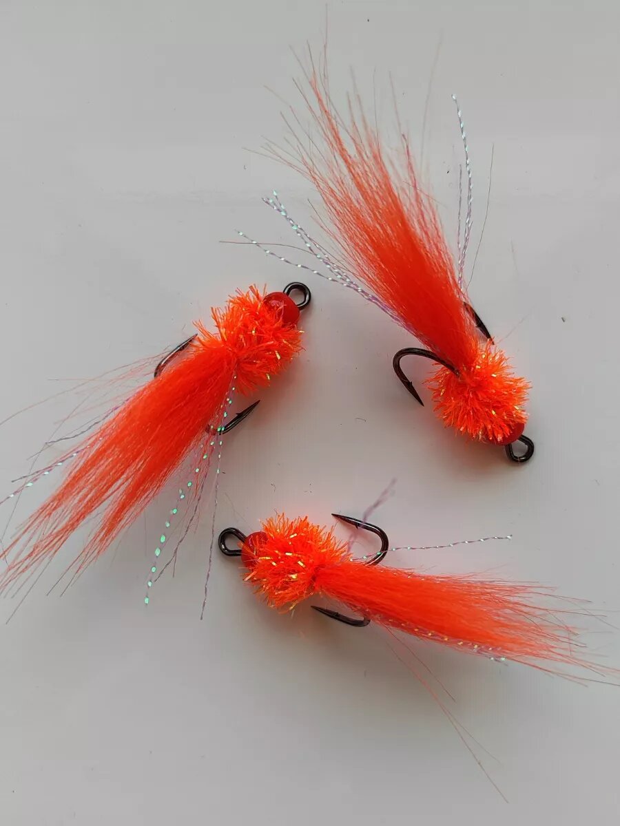 Стример-мушка лососевая - 3 шт.