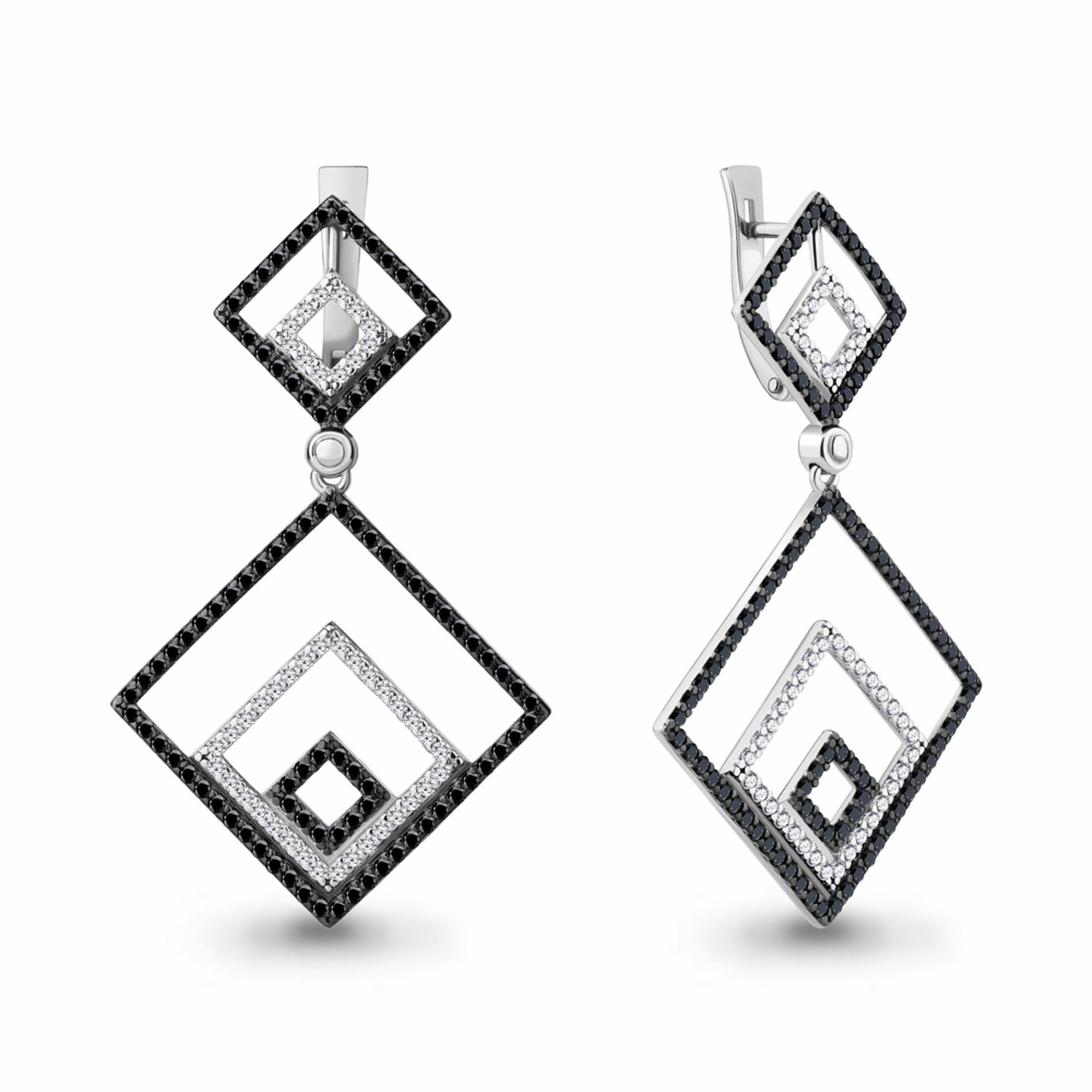 Серьги, белое золото, 585 проба, бриллиант