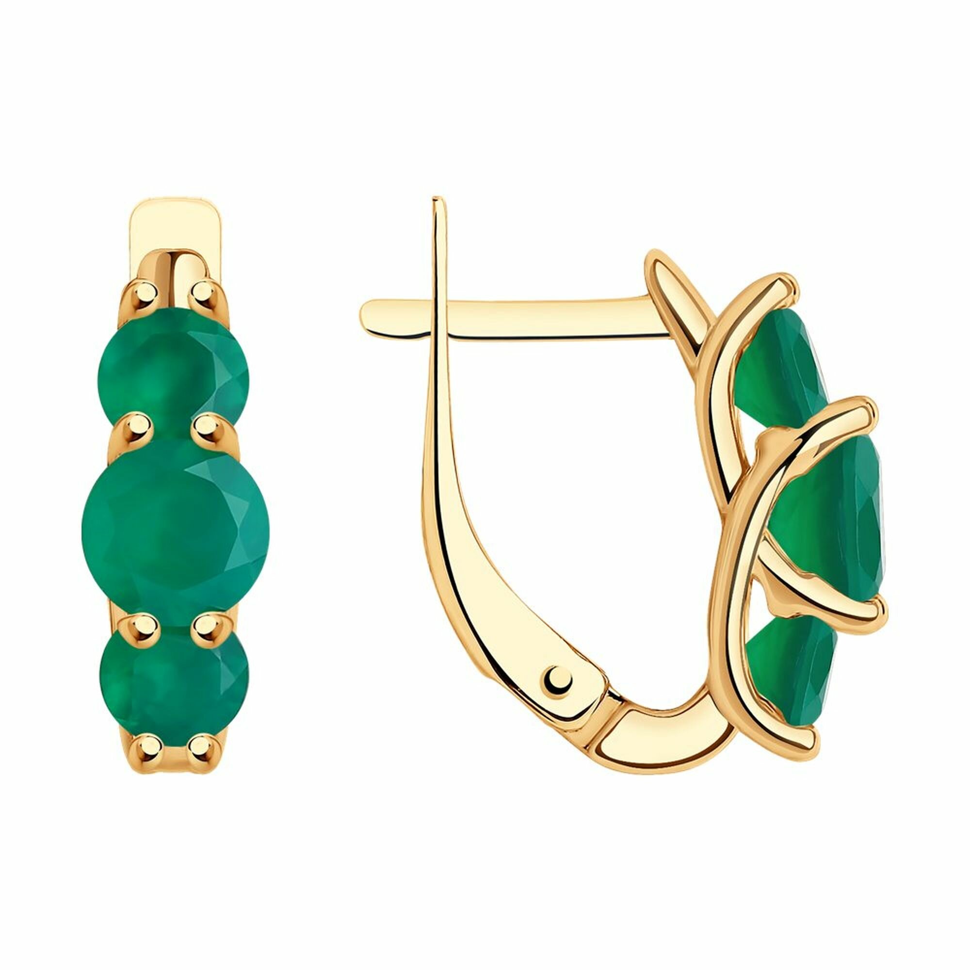 Серьги, красное золото, 585 проба, агат