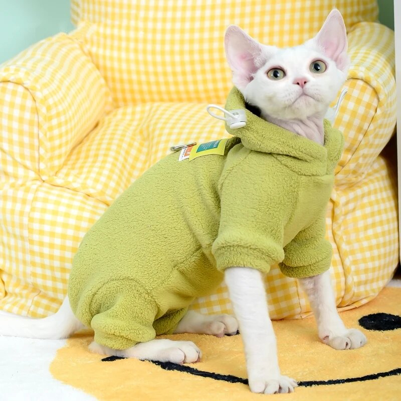 Флисовый свитер для кошки, зеленый
