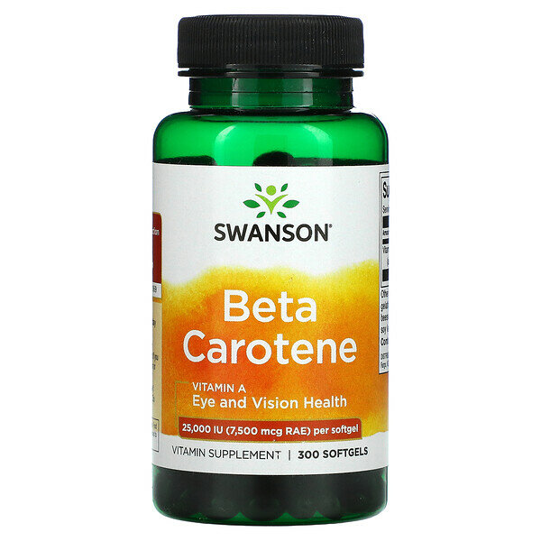 Swanson Beta Carotene 25 000 Iu (7 500 mcg Rae) 300 Softgels