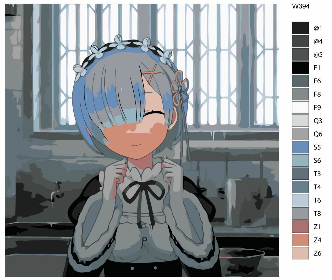 Картина по номерам W-394 "Аниме - Re: Zero (Ре: Зеро). Рем" 40х40