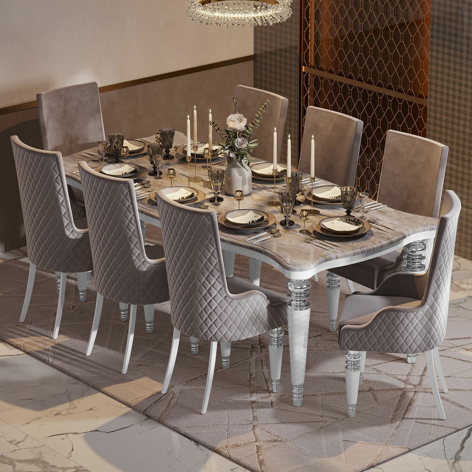 Столовая группа Арида "Прадо", обеденная, 8 персон, для дома, стиль ар-деко