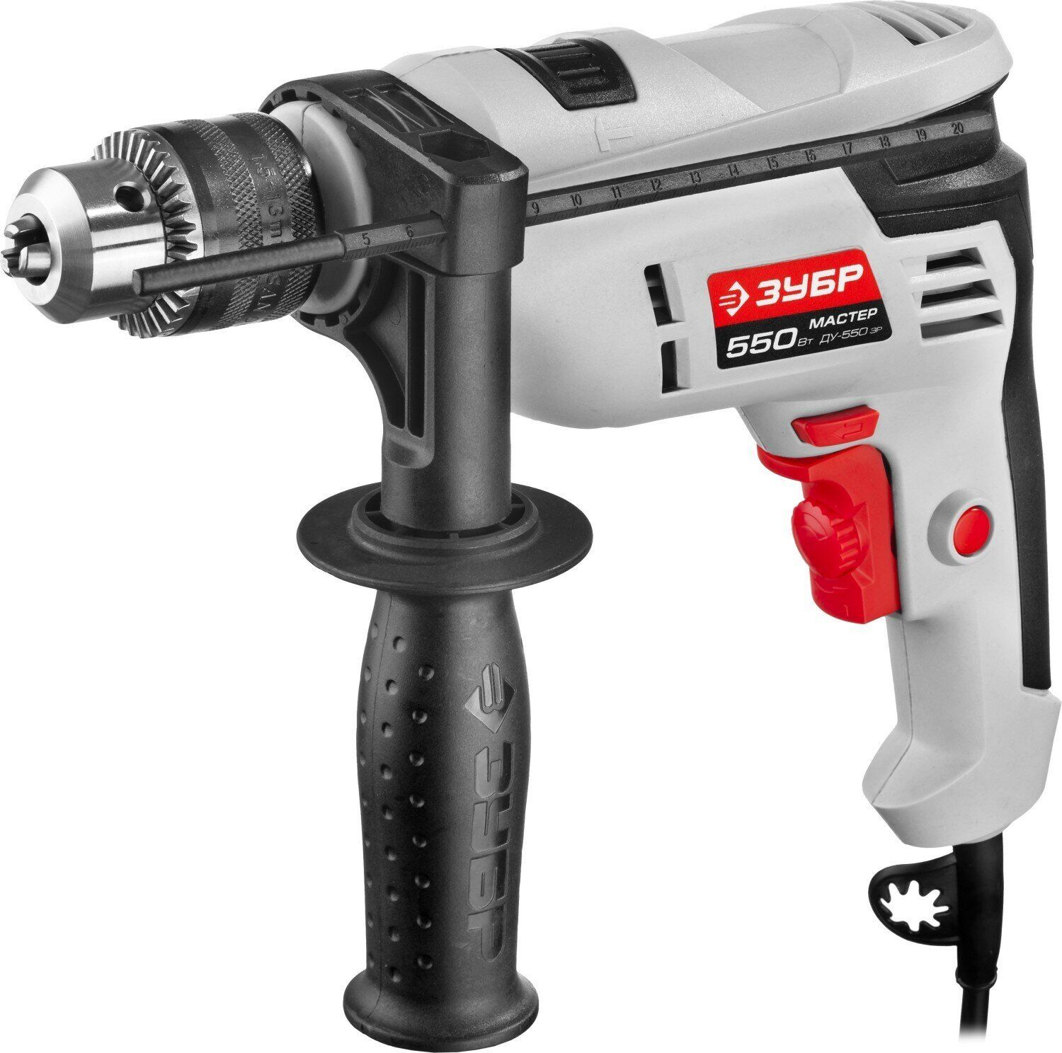 Дрель ударная ЗУБР 550Вт патрон 13мм сталь 10мм/бетон 10мм дерево 20мм