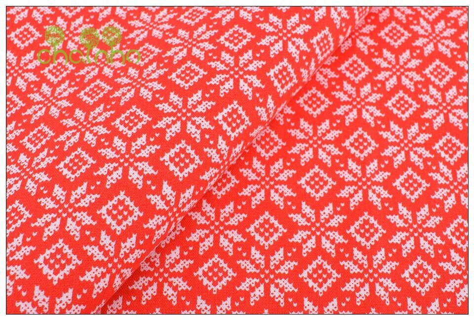 Chainho хлопковая ткань красный поплин Красный, 50x110cm, 1 piece