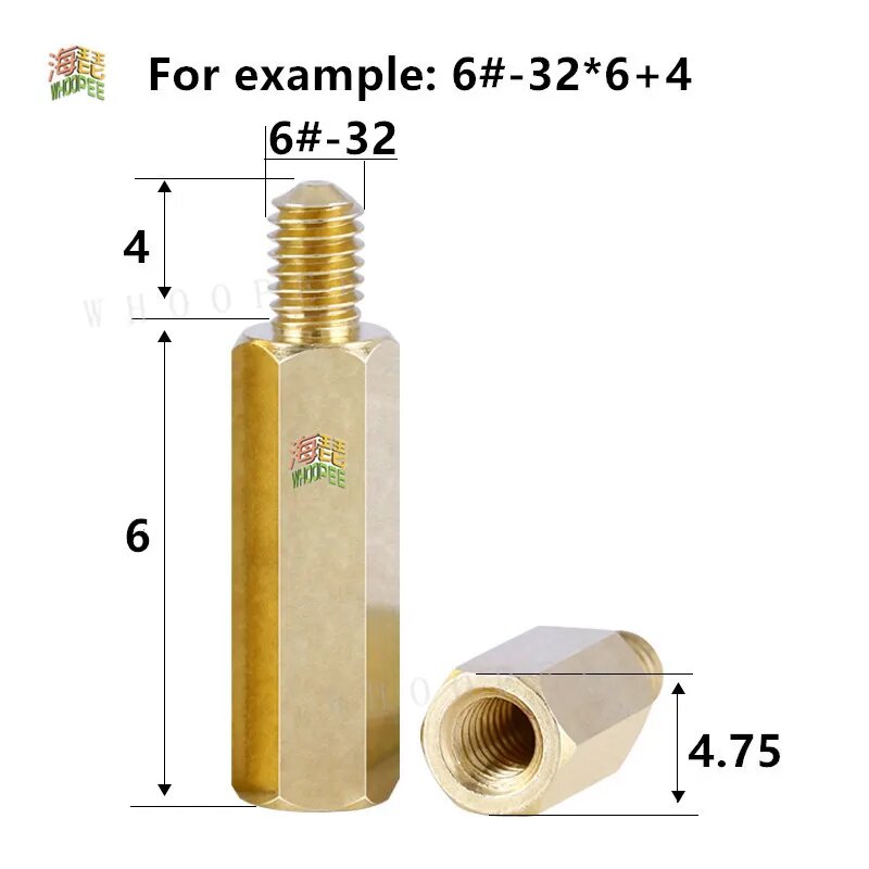 10 шт. Медные шестигранные стойки 6#-32*L+C мм WHOOPEE C 4mm, 8mm