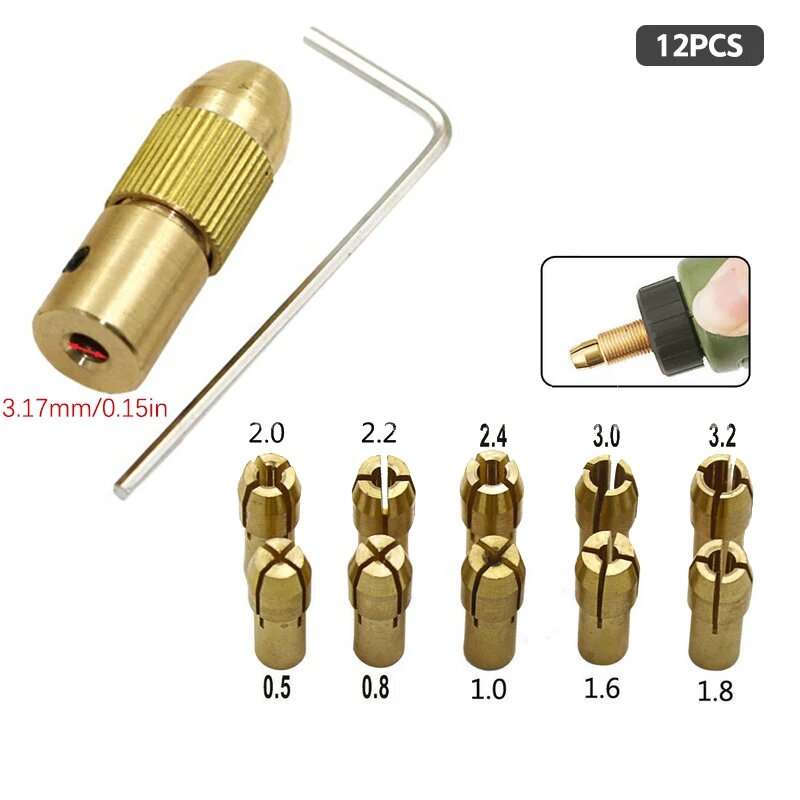 Цанги для микро-дрели HELTC, 7/12 шт, медные, 2-5 мм, Color: J