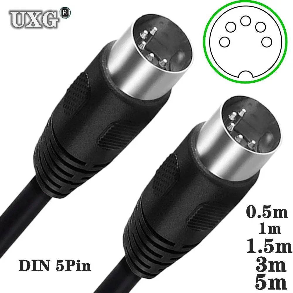 UXG Удлинительный кабель MIDI DIN 5PIN черный 1м/1.5м/3м/5м 1m