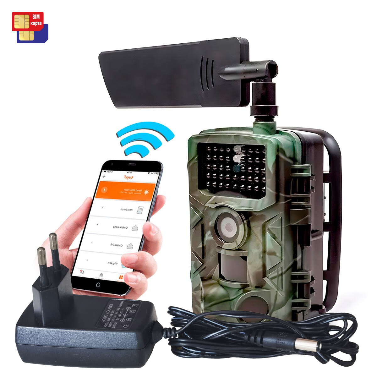 Лесная 4К/4G TUYA-APP фотоловушка Filin-HC-808 Pro-TUYA (RUS) (Y143878CH) с SIM картой для наблюдения за животными в лесу. Невидимая ИК подсветка. В