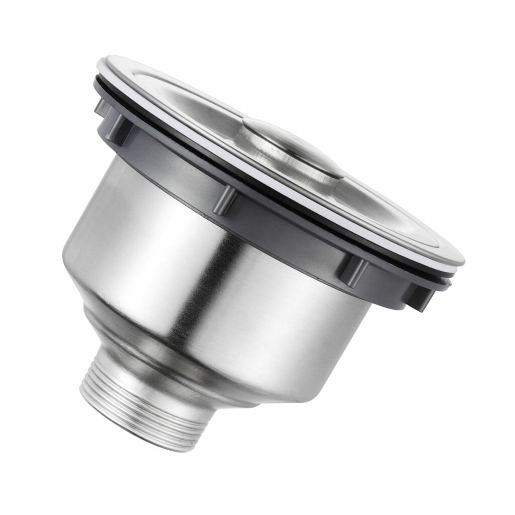 Стальной кухонный слив с корзиной и патрубком