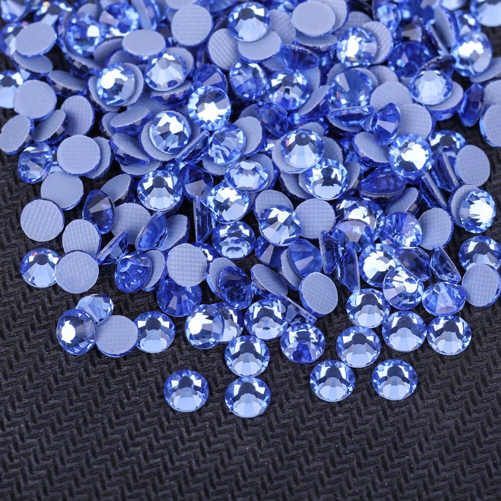 Стразы Hot-Fix SS30, SS34, SS40 для рукоделия Синий, SS40-144pcs, Lt.Sapphire