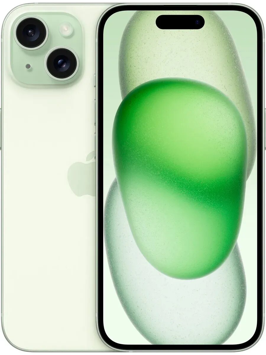 Смартфон iPhone 15, 128 Гб, Dual SIM, Super Retina OLED, зелёный
