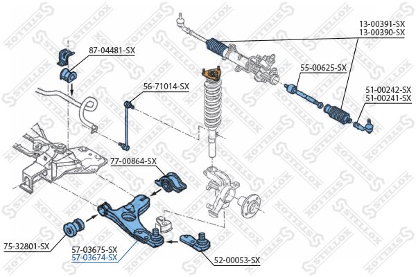 Рычаг правый Stellox 57-03674-SX (арт. 57-03674-SX)