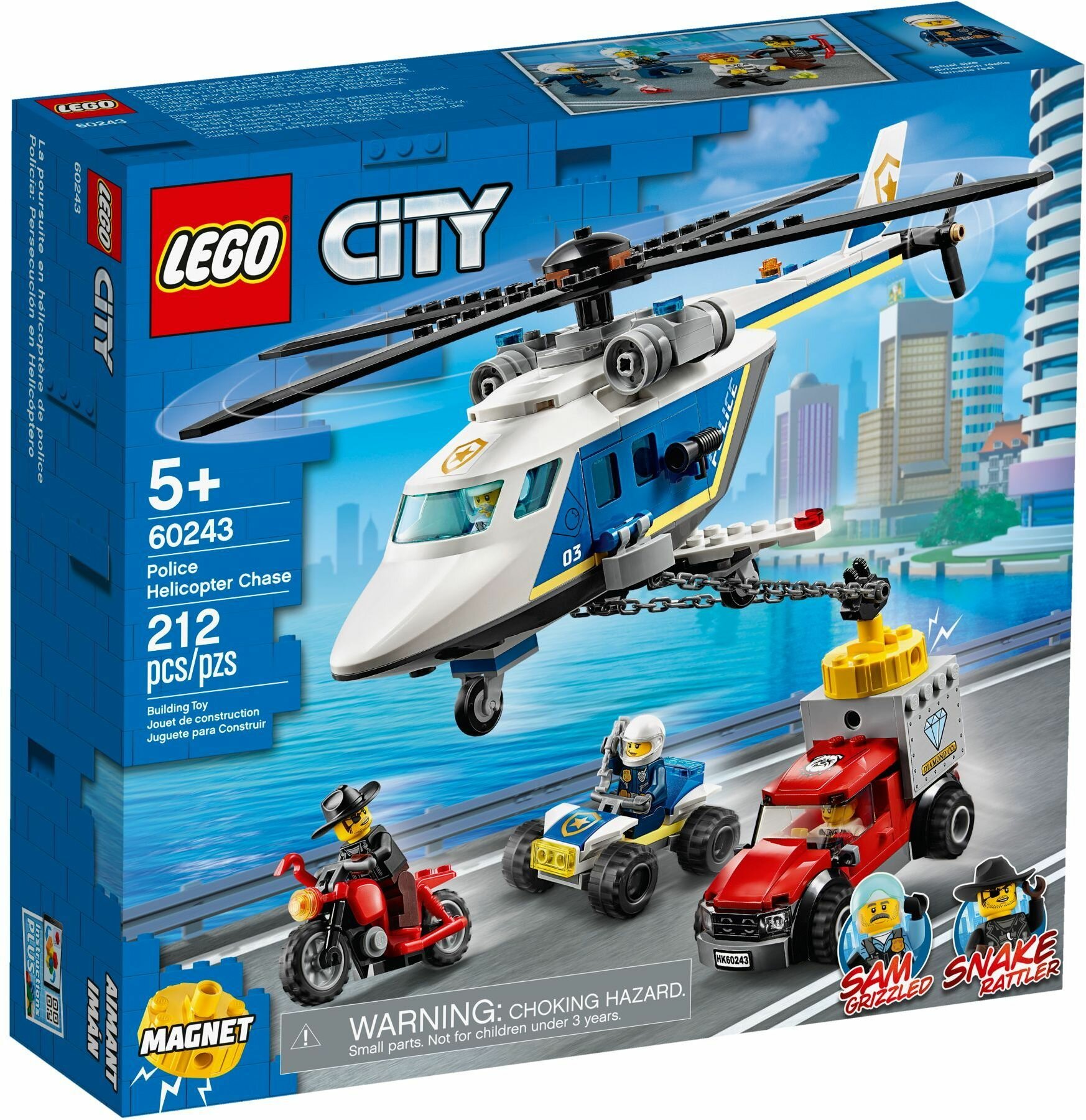 Конструктор LEGO City 60243 Погоня на полицейском вертолёте