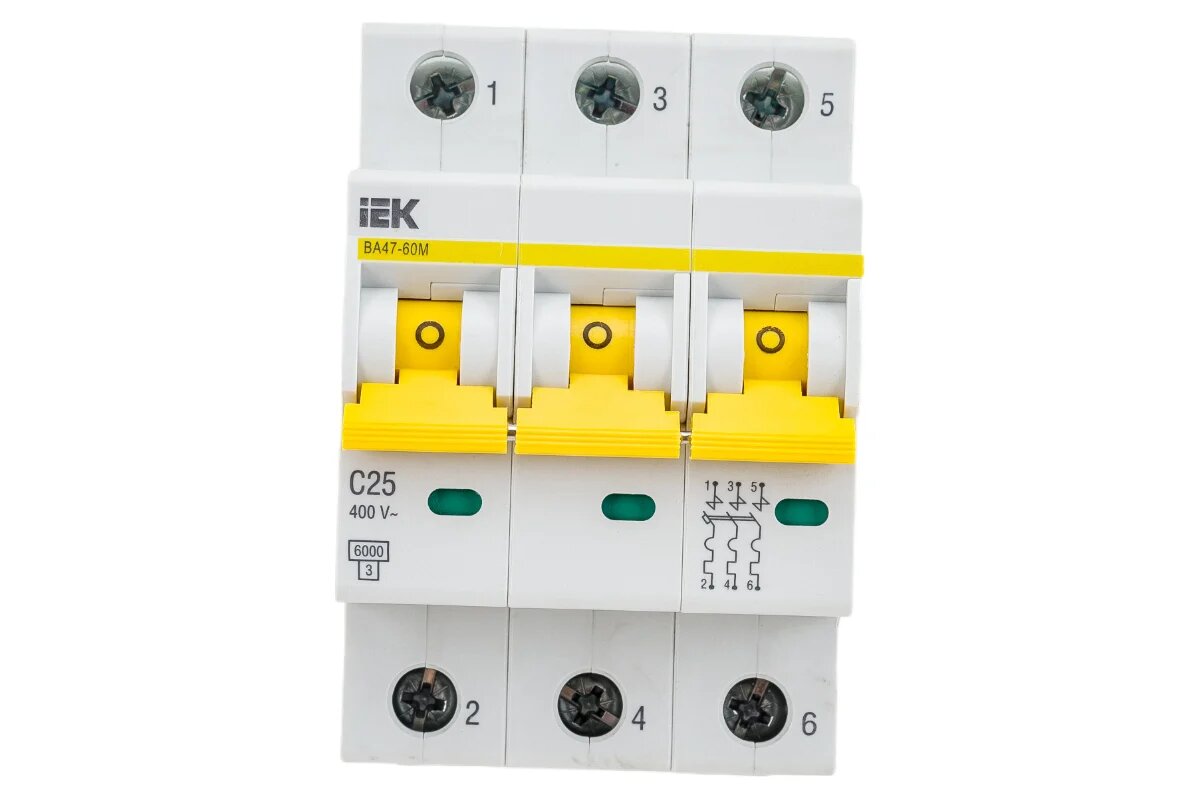 IEK ВА47-60М 3Р 25А 6кА С MVA31-3-025-C - автоматический выключатель для щитов