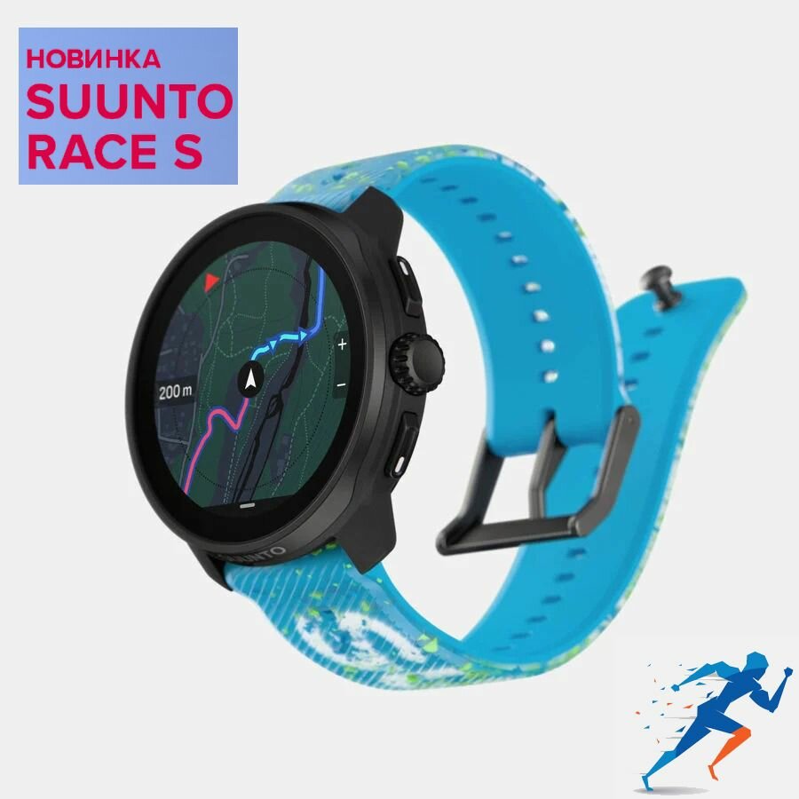Умные часы Suunto Race S, AMOLED-экран, диаметр 45мм, водонепроницаемость, цвет Power Blue