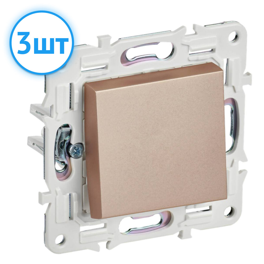 Механизм выключателя IEK SKANDY 1-клавишный 10А песочный SK-V01Sa SK-V10-0-10-K98 (комплект из 3шт.)