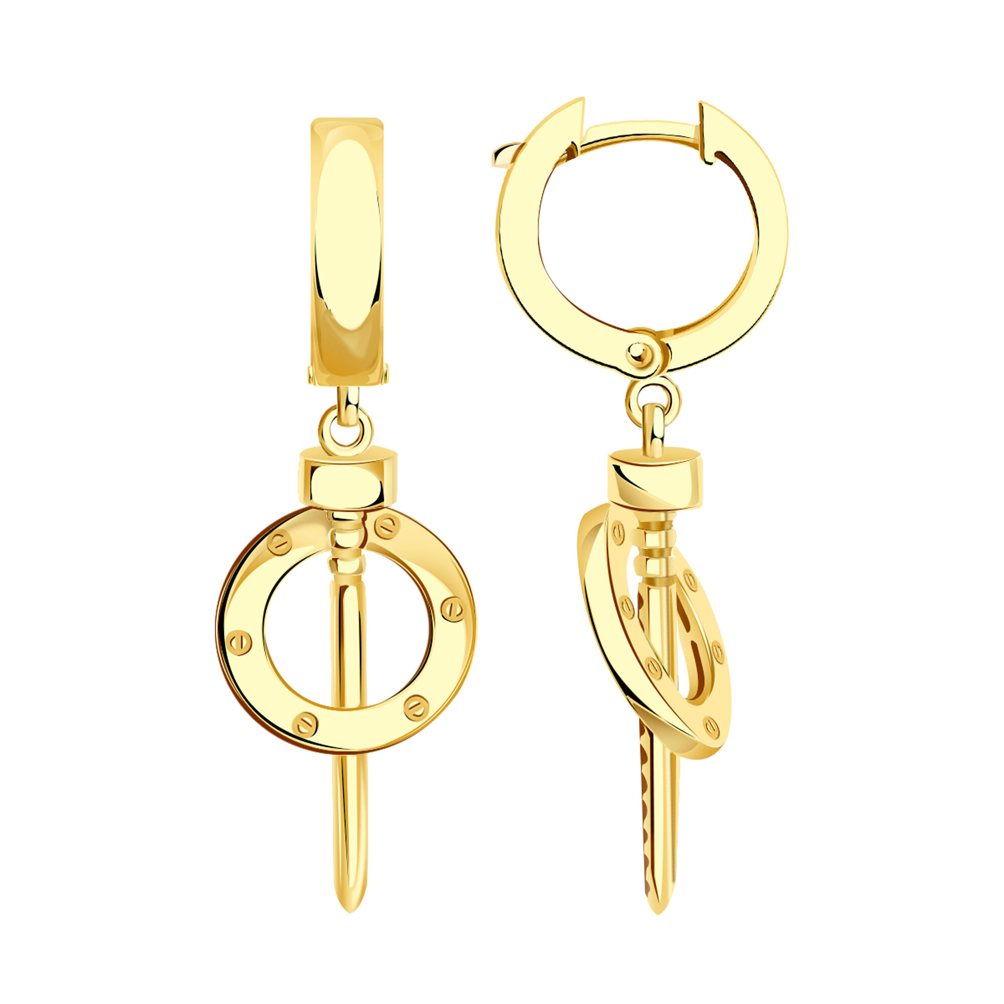 Серьги, желтое золото, 585 проба