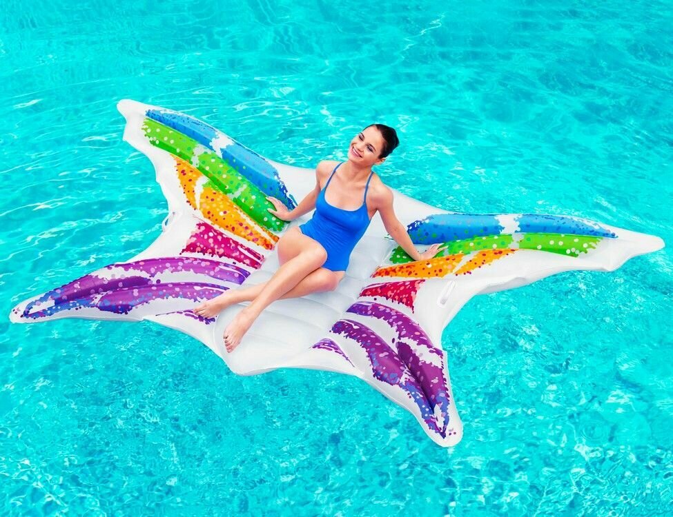 Надувной матрас-плот Радужная бабочка, 294x193 см, BestWay, 43261