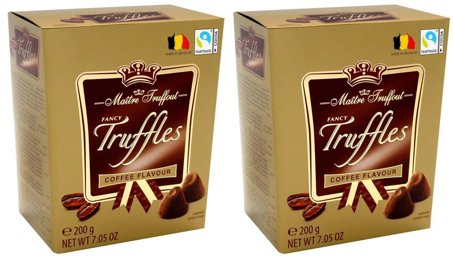 Конфеты трюфельные Maitre Truffout Fancy Truffles Coffee Flavour с кофейным вкусом (Бельгия) 200 гр. х 2 шт.