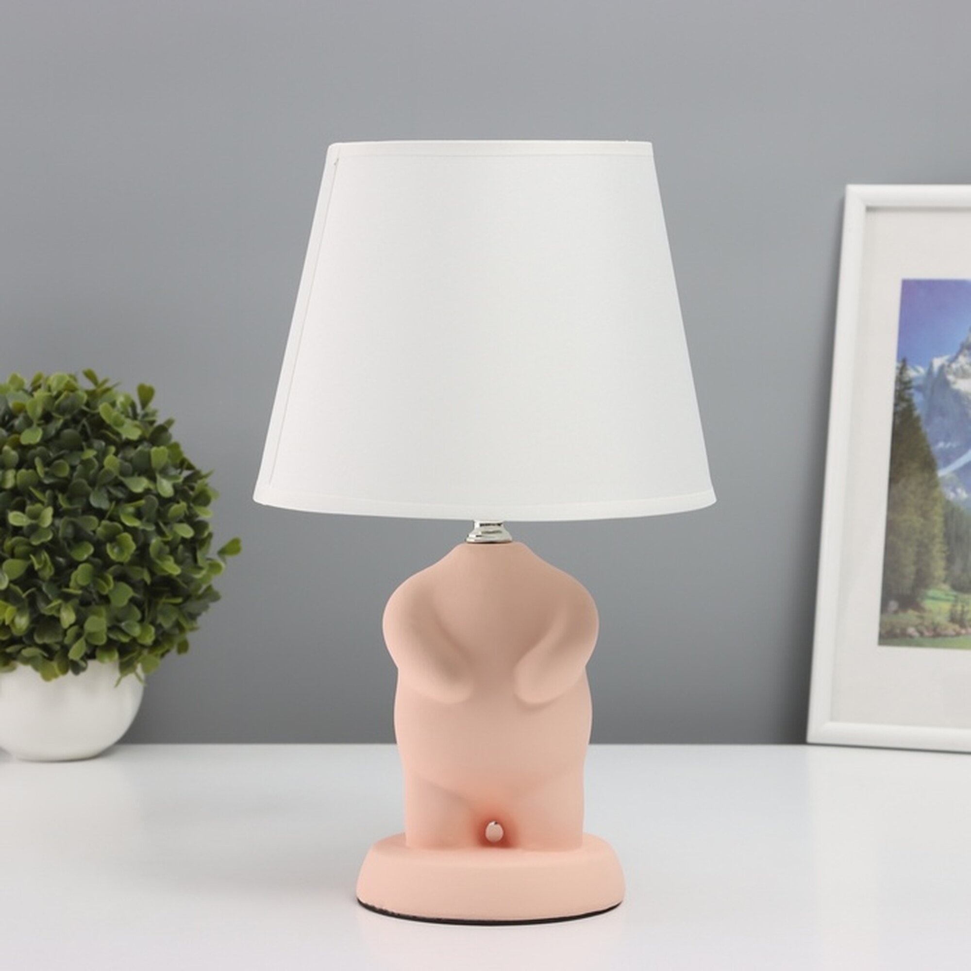 Лампа настольная «Пузан» 1×40 Вт Е14 розовый 19.5×19.5×34 см