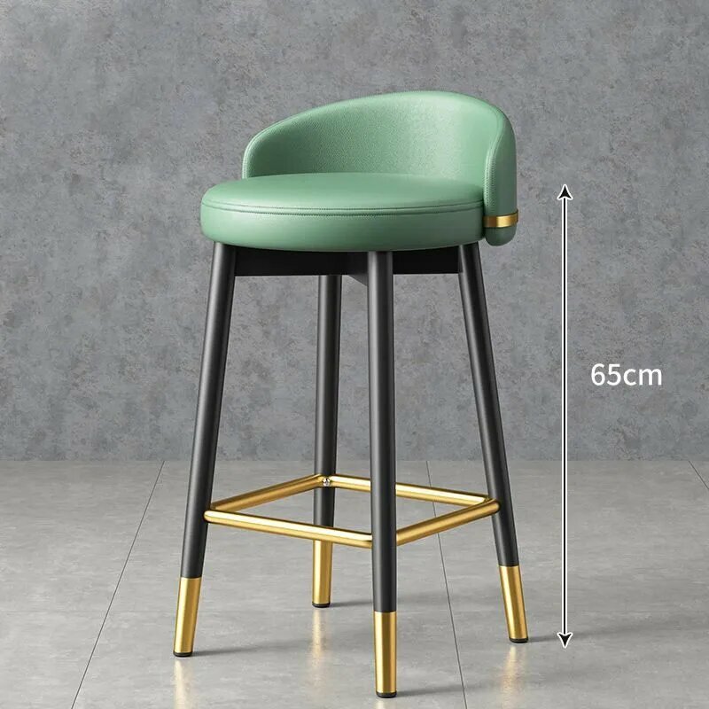 Барный стул Biquan, скандинавский стиль, полубарный, искусственный кожа, салатовый