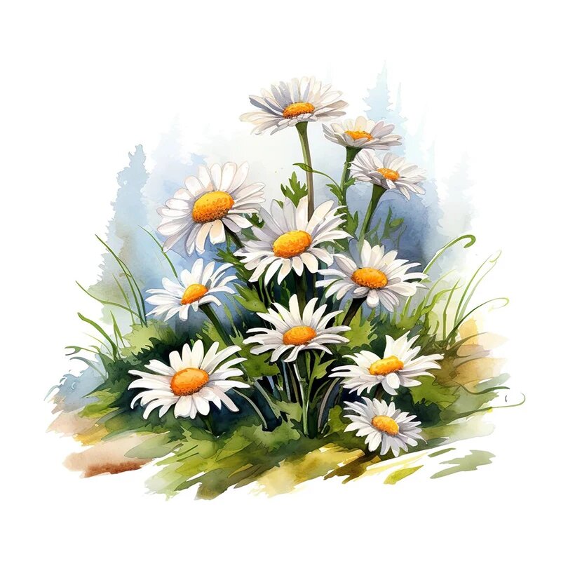 Красивая акварельная наклейка с изображением ромашки, водонепроницаемая наклейка на стену дома, используется для стены, ванной комнаты, шкафа, двери, туалета, автомобиля, ноутбука