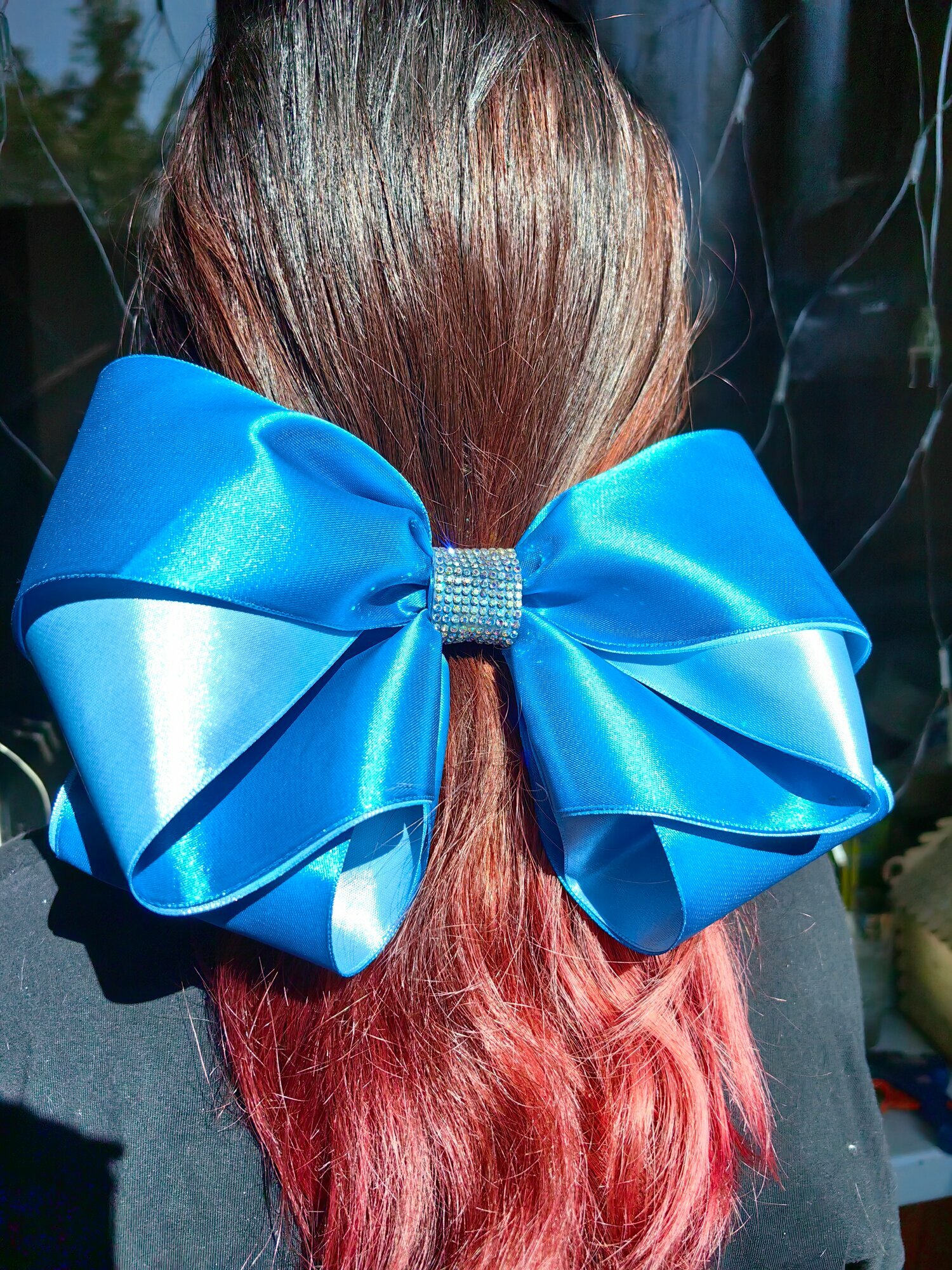 Бант для волос, сине-голубой, заколка бант, украшение на голову, атласный бант большой на заколке 10см