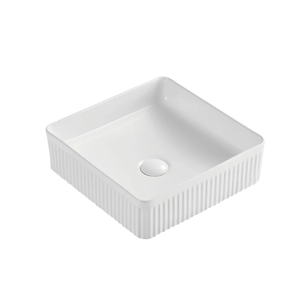 Накладная раковина Grossman Cristal GR-3061 40 накладная, без отверстия под смеситель, фаянсовая, квадратная, раковина для ванной, белая, глянцевая