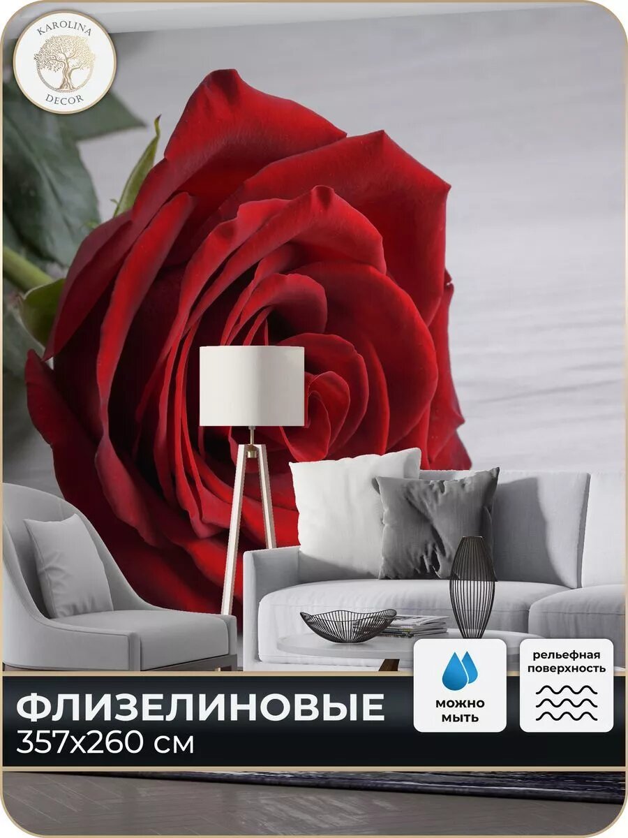 Фотообои Красная Роза в зал в спальню на кухню 350х260