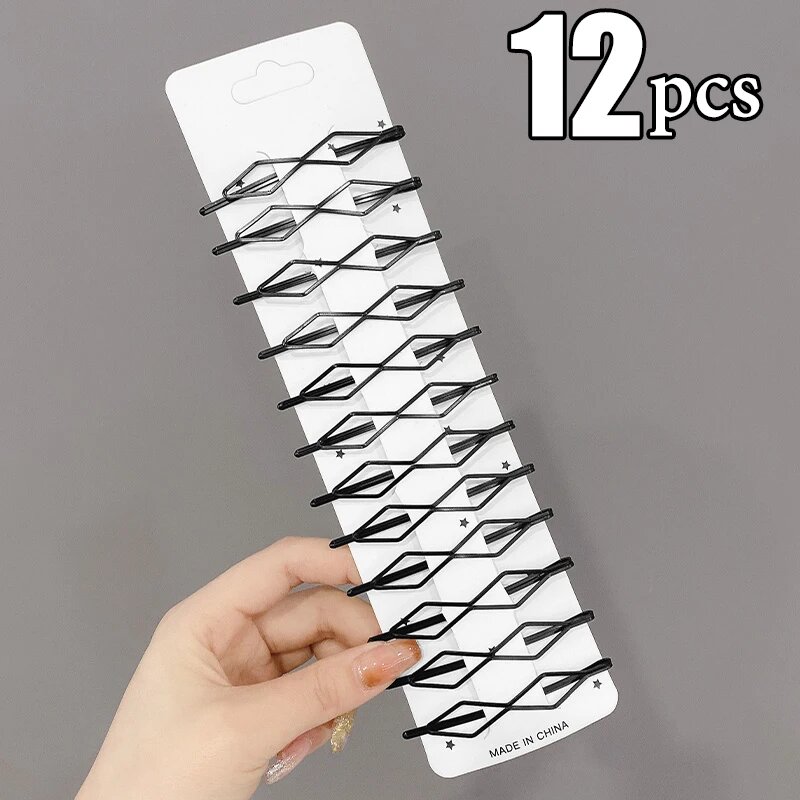Черные металлические заколки-невидимки 3/12 шт. Белый, 03-12pcs