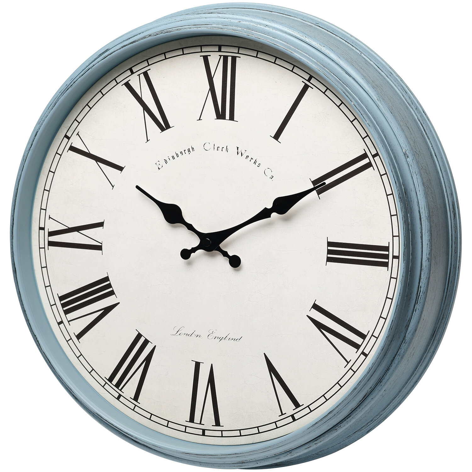 Винтажные настенные часы | 11-дюймовые бесшумные кварцевые часы без тиканья | Элегантные римские цифры | Ретро-дизайн с синей рамкой | Настенные часы на батарейках для гостиной, спальни, офиса