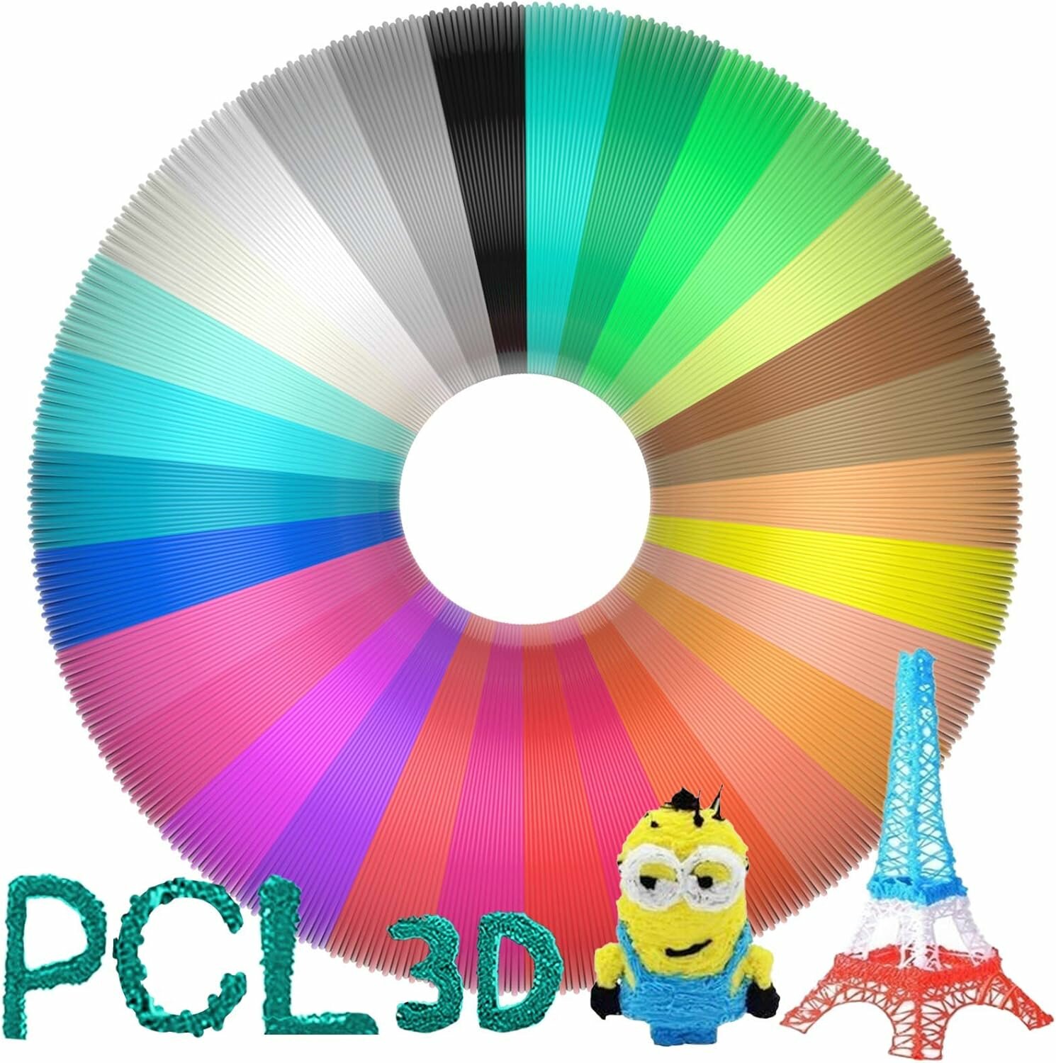 Сменные стержни из PCL-волокна AUBECO для 3D-ручки, 30 цветов, PCL-волокно 1,75 мм, длина каждого цвета 10 футов, общая длина 300 футов, высокоточный диаметр нити, нетоксичный, не засоряется, подходит для детей